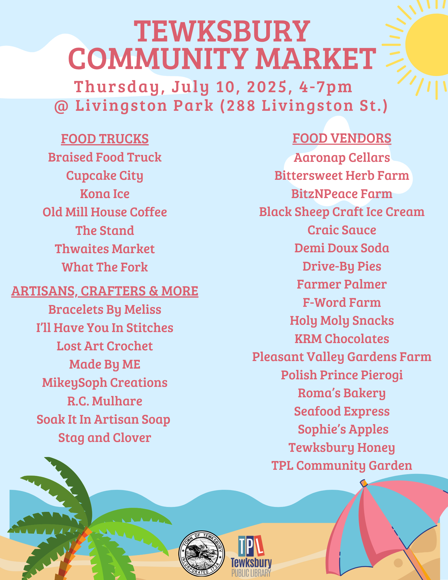 Tewksbury Community Market To Feature 33 Vendors At July 10th Market ...